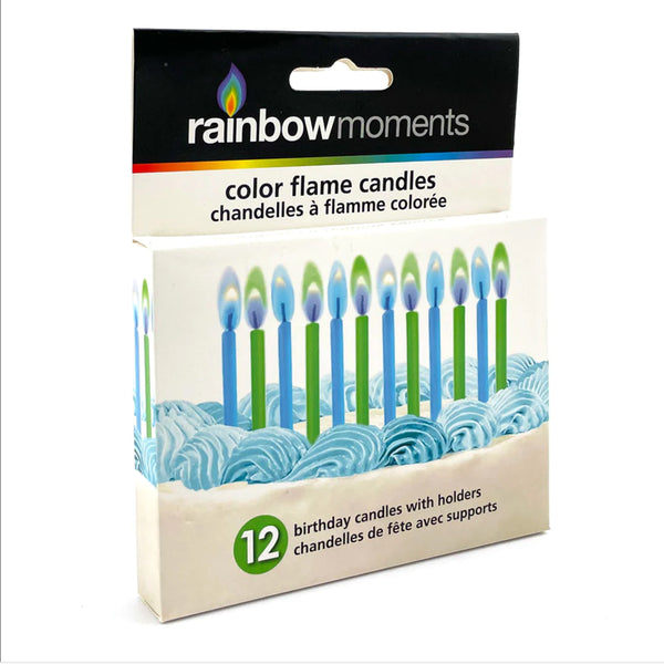 General Wax & Candle | Blue Green Colored Flame Birthday Candles ...